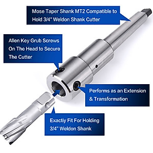 RupXinSplend Annular Cutter Arbor-with-MorseTaper - MT2 to 3/4" Weldon Shank for Annular Cutter Adapter Drill-Use Extension on Drill Press by RupXinSplend