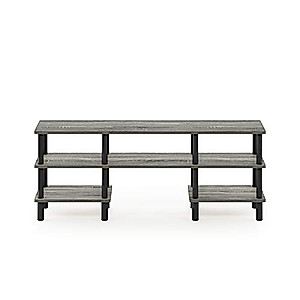 Furinno Turn-N-Tube 3-Tier Multipurpose Wide Shelf TV Stand, French Oak Grey/Black