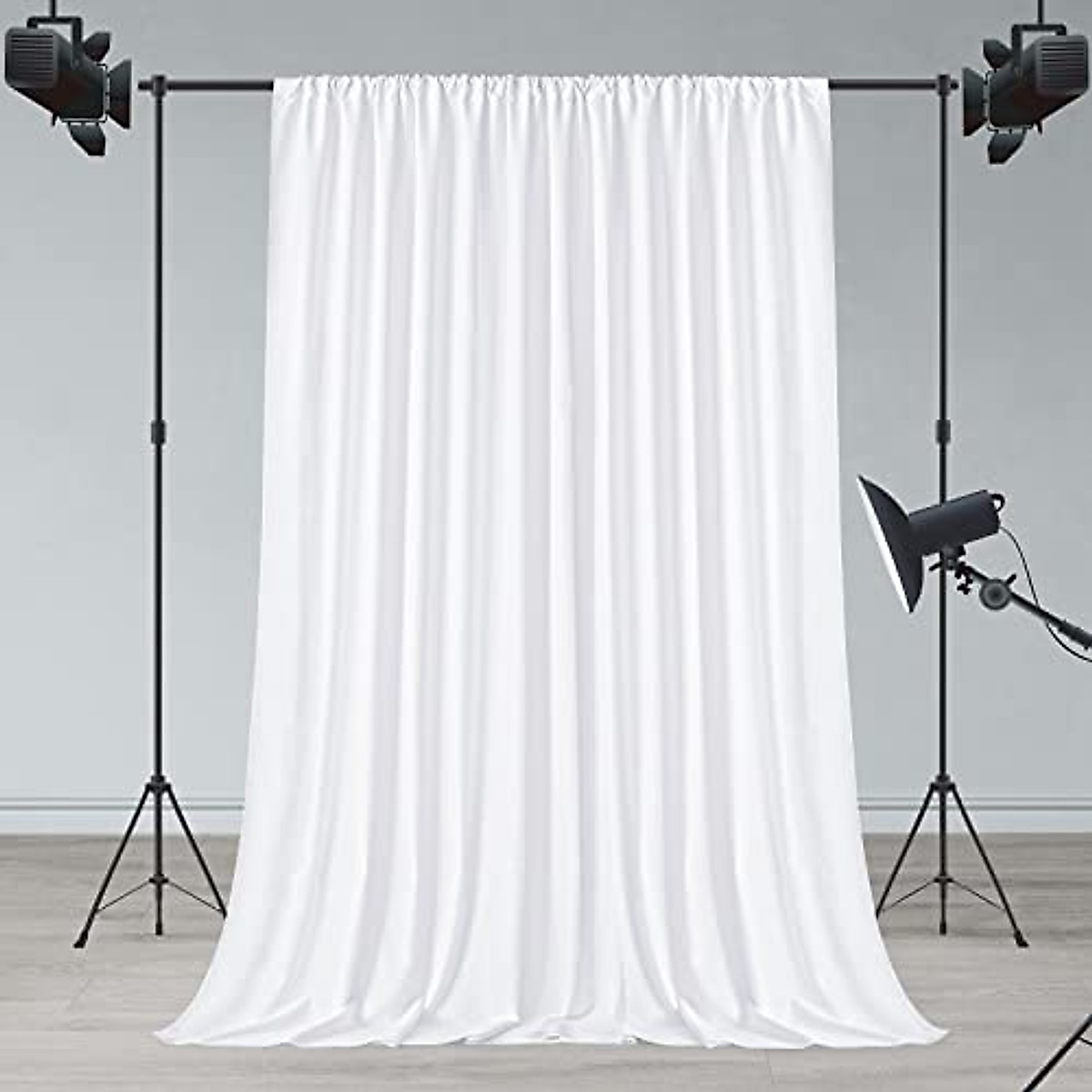HOMEIDEAS White Backdrop Curtains for Parties, Wrinkle Free Polyester Photography Backdrop Drapes for Wedding Birthday Decorations, 5ft x10ft Set of 2 Panels