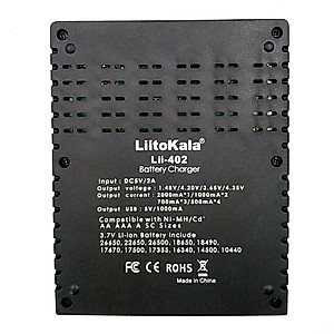 4-Bay USB 18650 Battery Charger with Led Light,Universal Battery Charger for 3.8V 3.7V IMR 18650 26650 RCR123A 14500 16340 LiFeO4 1.2V Ni-MH Ni-Cd AA AAA Battery