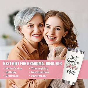 Fimibuke Best Grandma Gifts - 20 OZ Tumbler Mothers Day Gift for Grandma from Granddaughter, Grandson, Grandkid, Insulated Cup Funny Birthday Present Gift for Grandmother/Nana/New Grandma/Grandparents