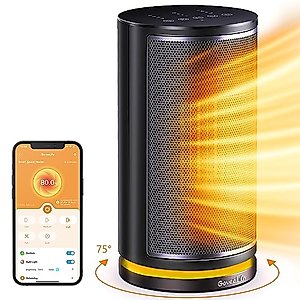 GoveeLife Smart Space Heater, Electric Space Heater with Thermostat, Wi-Fi & Bluetooth App Control, Works with Alexa & Google Assistant, 1500W Ceramic Heater for Bedroom, Indoors, Office, Living Room