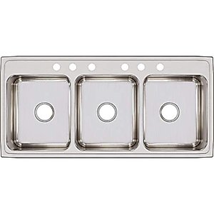 Elkay Lustertone LTR46226 Triple Bowl Top Mount Stainless Steel Kitchen Sink