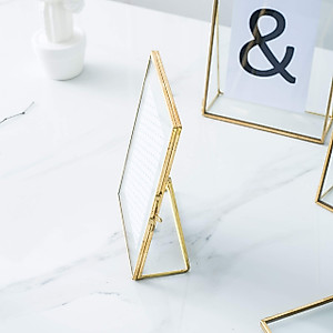 Levilan 5x7 Gold Photo Frame Vintage Style Antique Gold Standing Picture Frames with Pressed Glass, Brass (5 x 7)