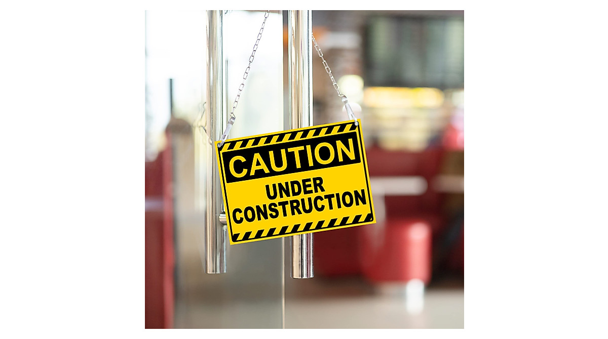 2 PC Under Construction Sign - 12 x 8 Coroplast Caution Area Under ...