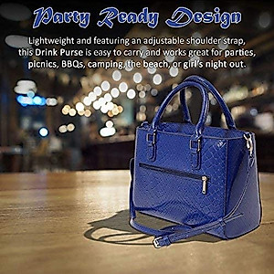 Primeware Insulated Drink Purse w/ 3L Bladder Bag | Thermal Hot and Cold Storage | Portable Drinking Dispenser for Wine, Cocktails, Beer, Alcohol | PU Leather Finish (Blue Burmese)