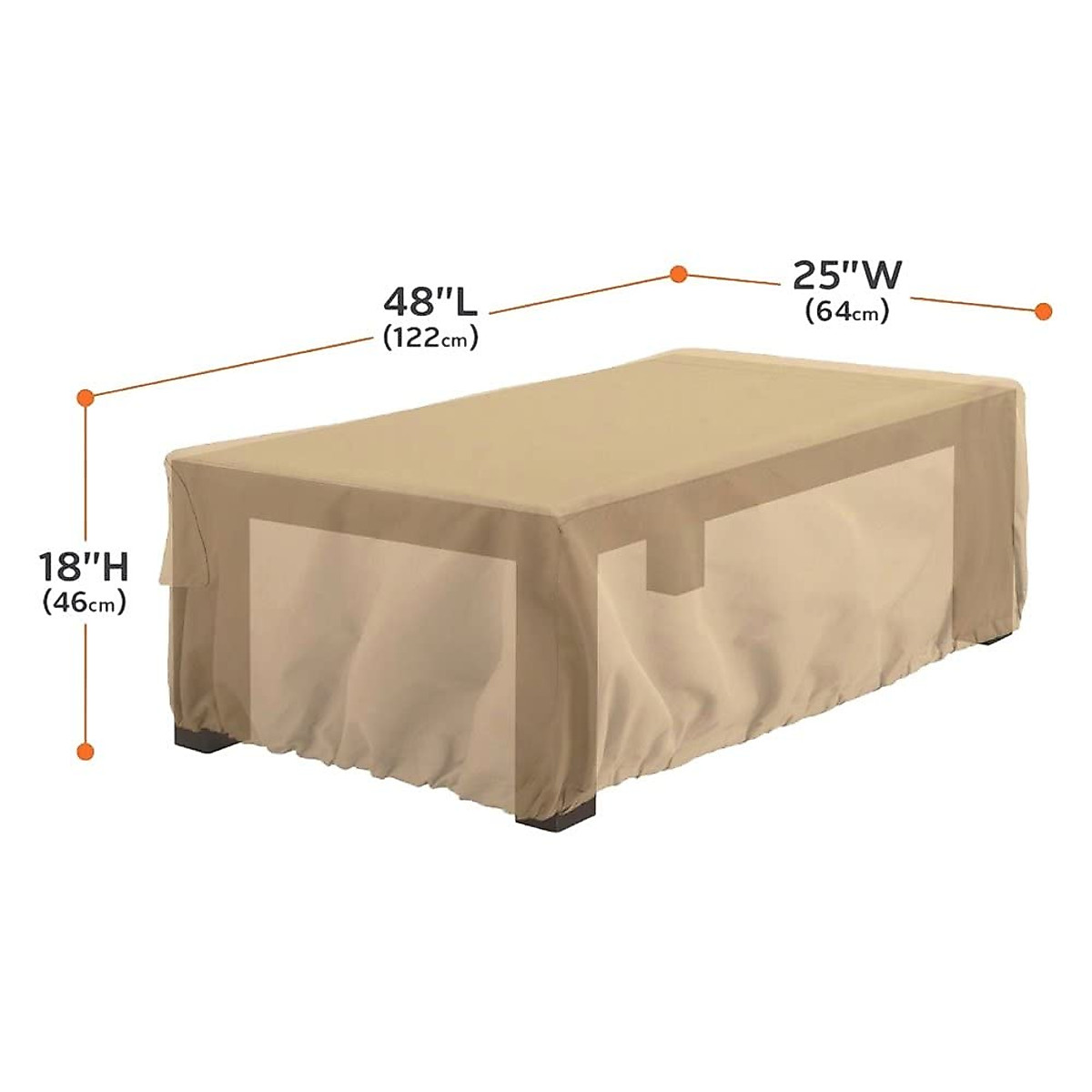 Classic Accessories Terrazzo Water-Resistant 48 Inch Rectangular Patio Coffee Table Cover, outdoor coffee table cover