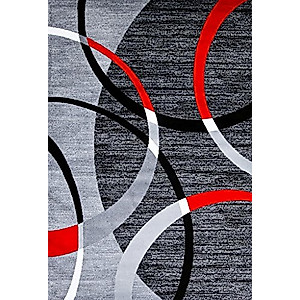 Persian-Rugs Luxe Weavers Victoria Collection 3895 Gray 8 ft x 11 ft Modern Abstract Geometric Stain Resistant Area Rug