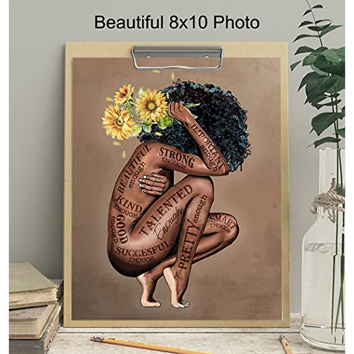 Black women Wall Art & Decor - Black Art - African American Wall Art - Afro Black Woman Wall Art - African American Women Wall Art - I Am - Positive affirmation Black Girl Magic Poster - UNFRAMED 8x10