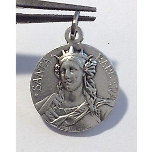 Saint Barbara Silver Tone Medal - Patroness of Firefighters - Made in Italy