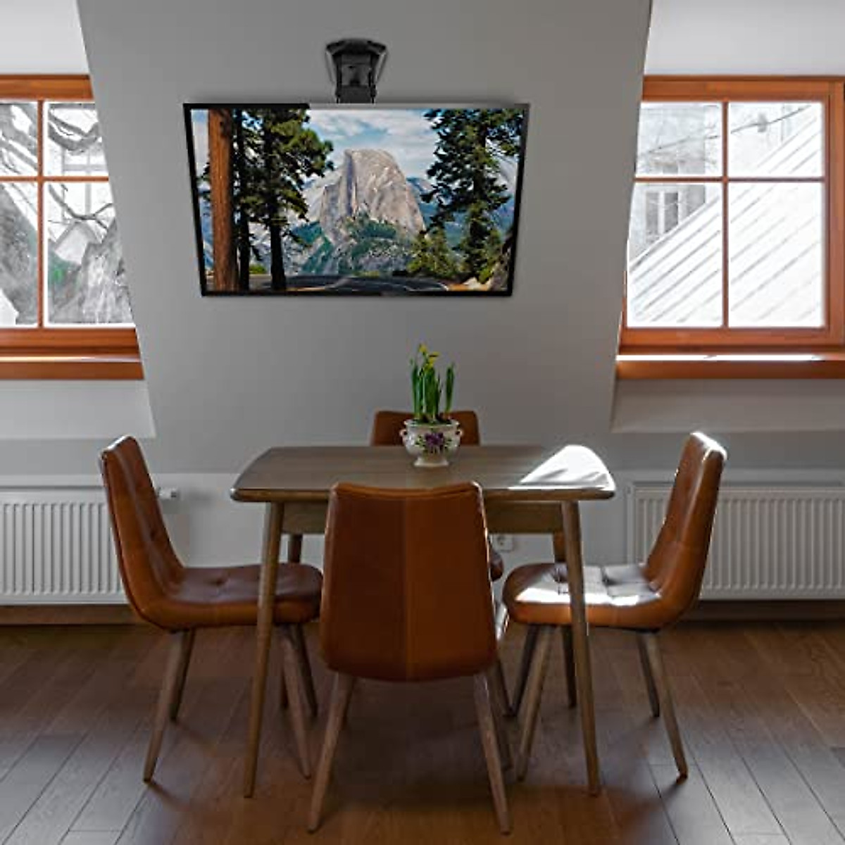 Mount-It! Electric Ceiling TV Mount with Remote and App Controller, Motorized Flip Down Pitched Roof Mount Fits 32 to 70 Inch Flat Screen TVs, Black