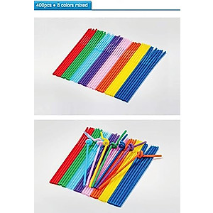 400 Count 10.2 Inch Colorful Flexible Plastic Drinking Straws,Bendable Long Thick Disposable Artical Straws,for Party,for Use with Any Jumbo Cup or Water Bottle,BAP Free,Diameter 0.24 inch