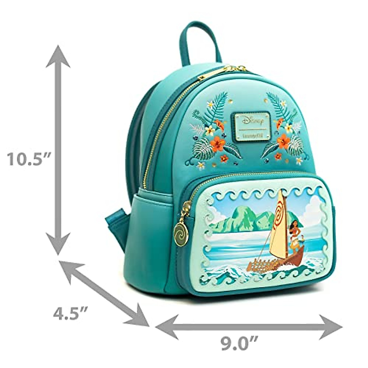 Loungefly Disney Moana, Princess Stories Series Moana Mini Backpack, Te fiti Hei Hei Pua Maui