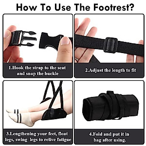 Airplane Footrest with Memory Foam Portable Travel Plane Leg Rest Foot Hammock Adjustable Height Travel Accessories Trian Home Office Relax Your Feet