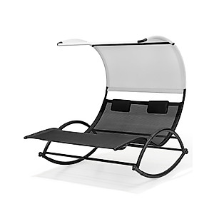 Crestlive Products Outdoor Double Chaise Lounge, Patio Swing