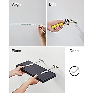 BAYKA Floating Shelves, Wall Mounted Rustic Wood Shelves for Bathroom, Bedroom, Living Room, Kitchen, Small Hanging Shelf for Books/Storage/Room Decor with 22lbs Capacity (Black, Set of 3, 16in)