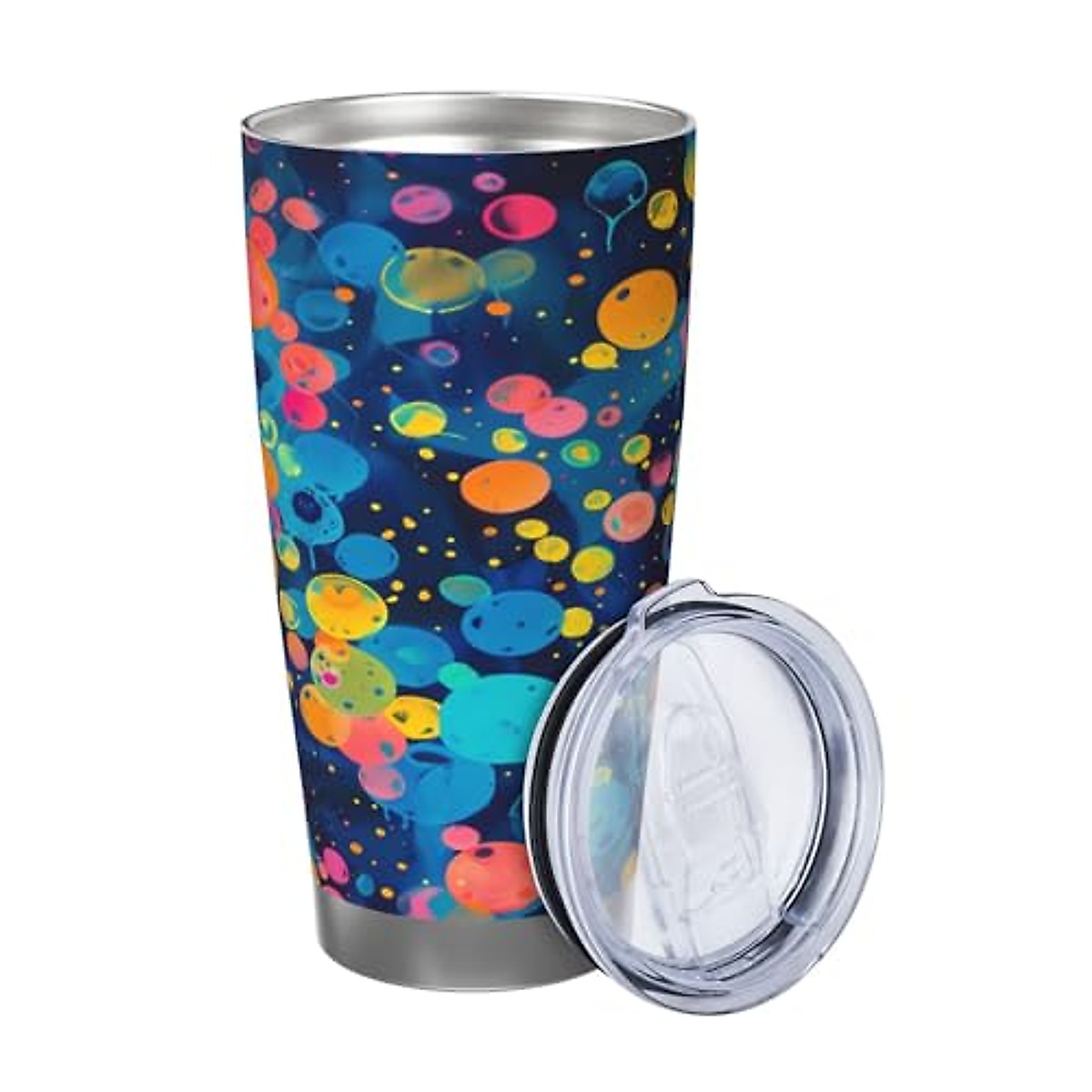 AYCZN Fluorescent Spots 20 OZ Tumbler Stainless Steel Travel Coffee Mug, Colorful Insulated Water Bottle with Lid and 2 StrawsLeakproof Thermal Cup