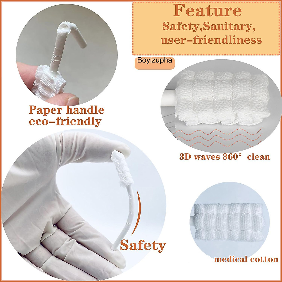 Boyizupha 100 Pcs Baby Disposable Gauze Toothbrush,Baby Tongue Cleaner Newborn,Infant Mouth Oral Care Cleaning Swabs for 0-36 Month