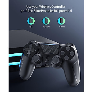 YCCTEAM Wireless Game Controller Compatible with PS 4 Slim with Enhanced Dual Vibration/Analog Sticks/6-Axis Motion Sensor, Compatible with PC/Windows 7/8/10/11