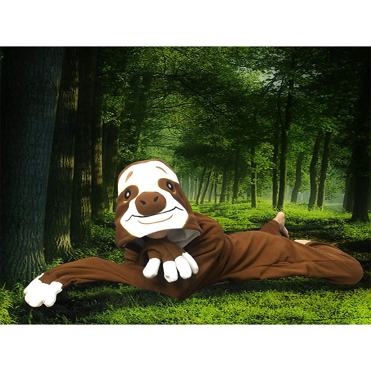 Unisex Onesie Pajamas Plush Cosplay Sloth Animal Onesies for Adults Costume Brown L