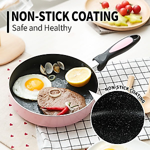 RATWIA Nonstick Frying Pan,Mini Egg and Omelet Pan-6 Inch, Induction Skillet Stone Coating Multipurpose Pan,PFOA Free,Pink