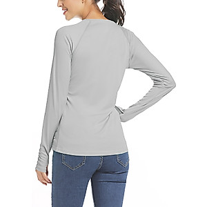 Willit Women's UPF 50+ Sun Protection Shirt Long Sleeve SPF UV Shirt Rash Guard Swim Hiking Fishing Tops Lightweight Gray M