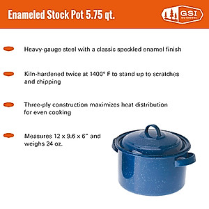 GSI Outdoors Enameled Stock Pot I Gourmet Camping, 5.75 Enamelware Quart Pot