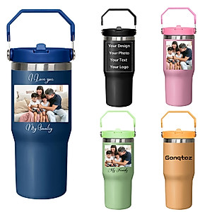 Personalized Custom 30oz Insulated Tumbler with Handle, Featuring a Leak-proof 2-in-1 Lid and Straw, Custom Travel Coffee Mug, Personalized Photo Gift for Women and Men