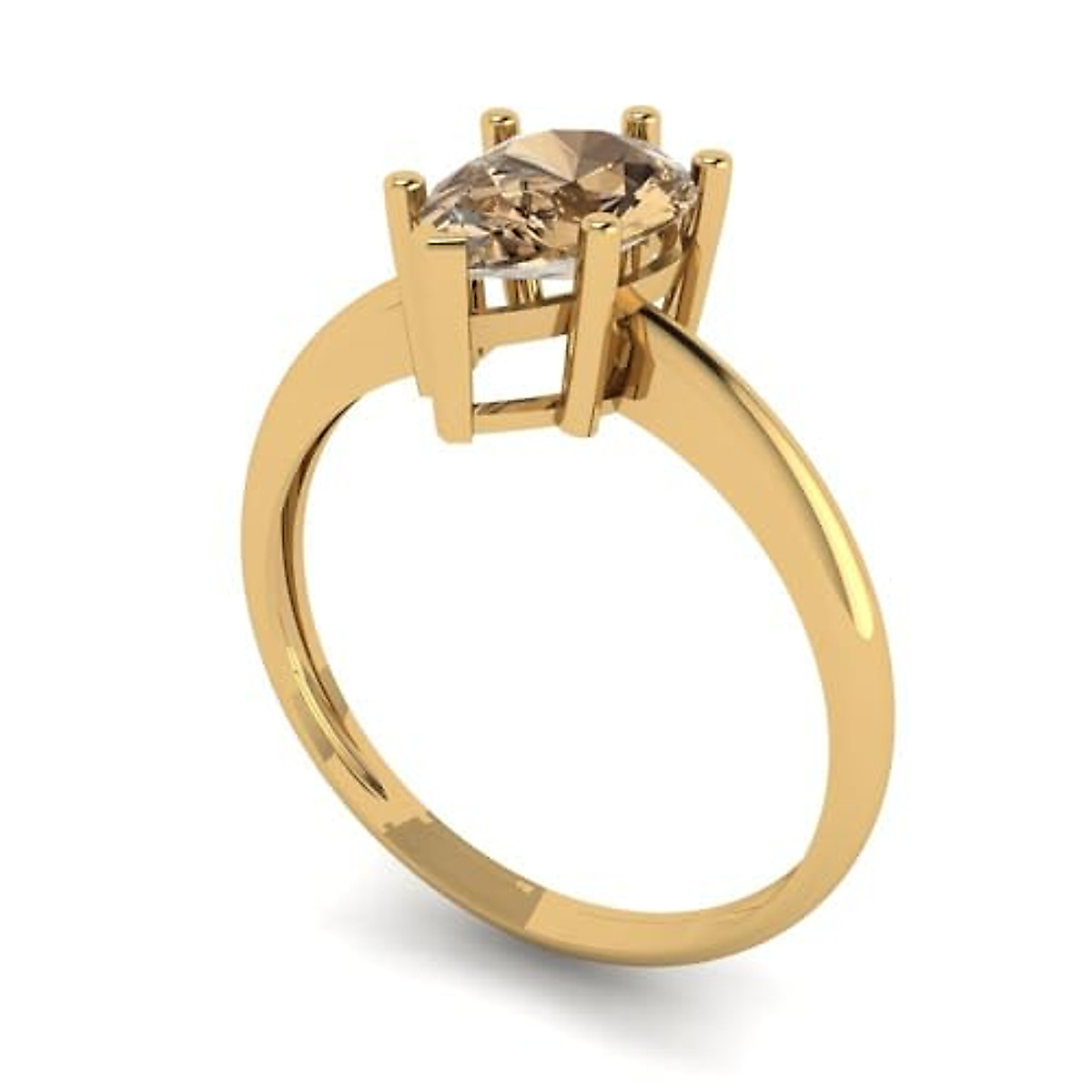 Clara Pucci 2.0 ct Pear Cut Solitaire Brown Champagne Simulated Diamond Bridal Designer Anniversary Engagement Ring Real 14k Yellow Gold