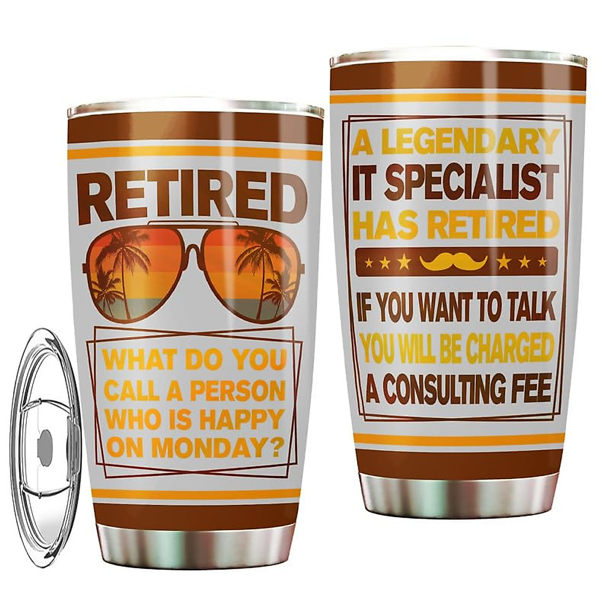MONIZILUCKY A Legendary It Specialist Has Retired, Happy Retirement Tumbler Stainless Steel For It Specialist, 20Oz Tumbler Farewell Gift For Coworker With Funny Quotes About Retirement