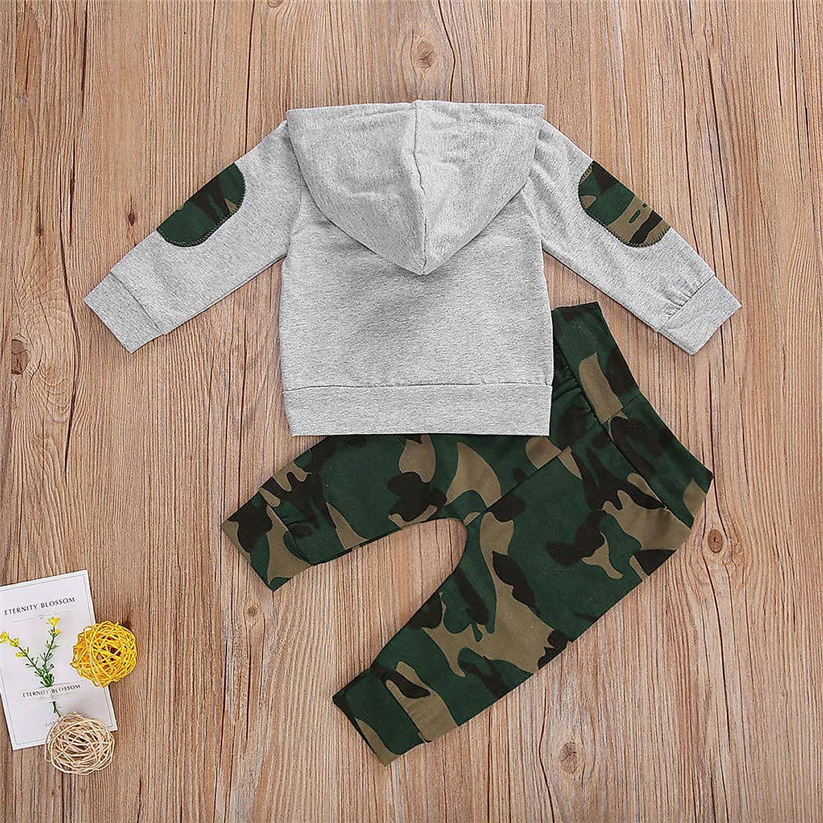Infant Toddler Baby Camo Hoodie Set Boy Fall Camouflage Pullover Hoodies Sweatshirt Long Pants Outfit Clothes (Grey,18-24 Months)