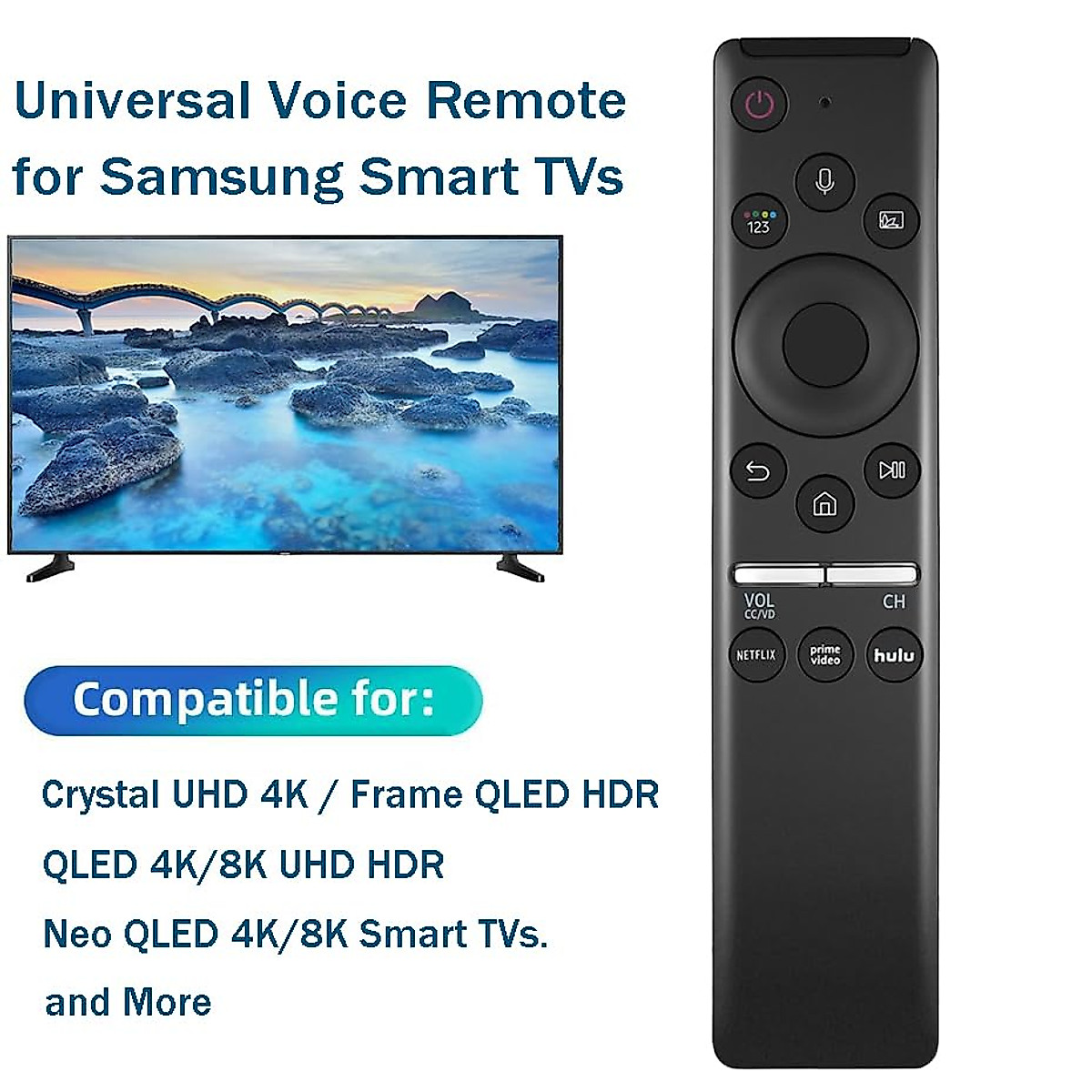 Voice Remote Control Fit for Samsung Smart TVs, BN59-01312A Universal Remote Replacement for All Samsung with Voice Function Frame Crystal UHD Neo QLED Curved 4K 8K TVs
