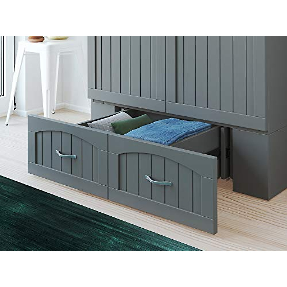 AFI Southampton Murphy Bed Chest with Charging Station, Twin XL, Grey