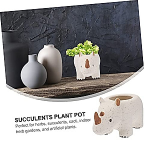 HANABASS Flower Pot Statue Flower Figurine Ceramic Cow Holder Oddish Succulent Bonsai with Vase Indoor and Elephant Air Planting Cute Center Desktop Tabletop Decoration Cartoon Decors Planting Pots