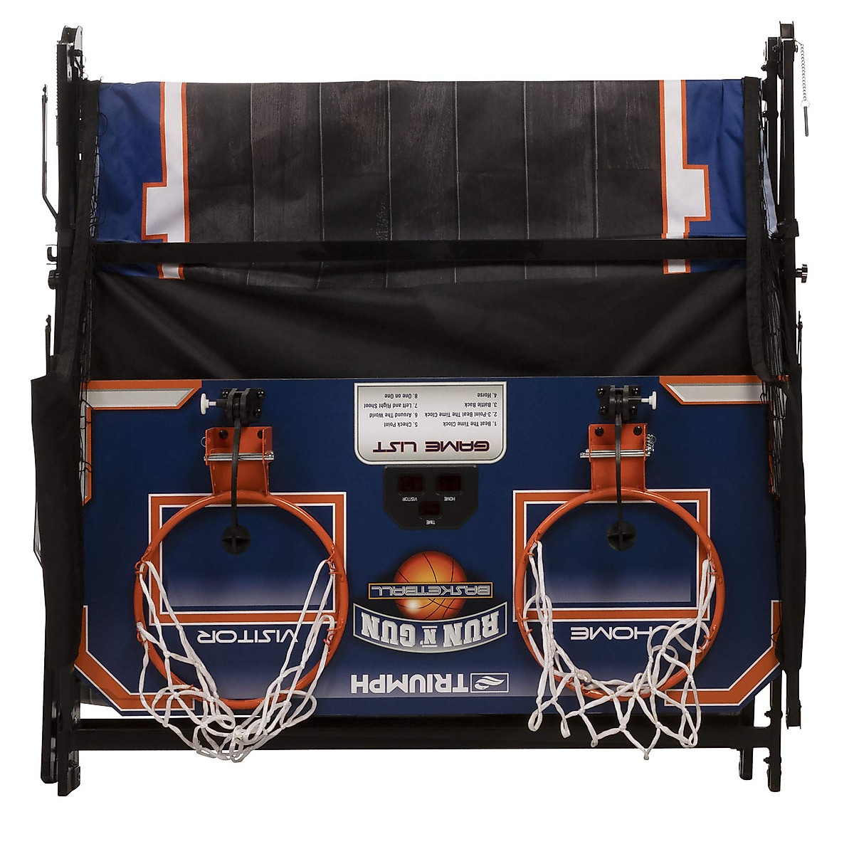 Triumph Sports Run n Gun Arcade Basketball Shootout Game Fully and Semi Assembled Out of The Box Fold Out and Play! Folds 100% Flat for Complete Storage Fully Portable, Play Inside or Outside