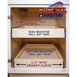 Sublime Design - Dovetail Drawer Baltic Birch Wood Pull Out Cabinet Organizer | Slide Out Drawers For Kitchen Cabinets