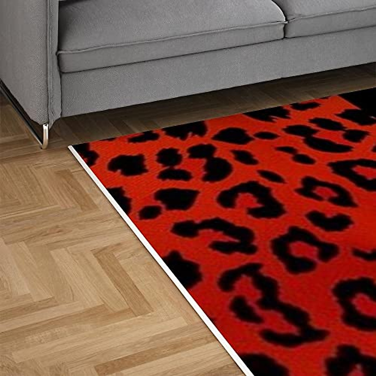 CafePress Red Leopard and Zebra Animal Print 5'X7'Area Rug Decorative Area Rug, 7'x5' Throw Rug
