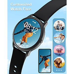 ASIAMENG Smart Watch for Women, Round Smartwatch for IP68 Waterproof with Heart Rate Monitor, Sleep Monitor, Calorie Monitor, Pedometer Stopwatch Fitness Watch, Smart Watch for iPhone Android