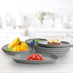 Greenandlife 4pcs/8.8inch Dishwasher & Microwave Safe Dinner Plates - Lightweight & Unbreakable,Non-toxin, BPA free and Healthy for Kids Children Toddler & Adult (grey)