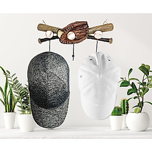 RYAONFKY Baseball Coat Rack Wall Mount with 3 Wall Hooks, Baseball Glove Wall Decor for Boys Room,Entryway,Cloakroom