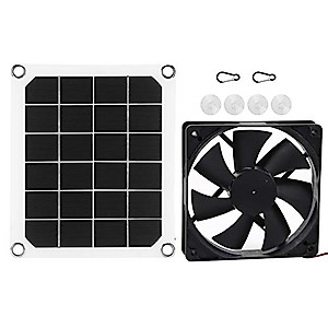 Deryang Exhaust Fan, Exhaust Fan USB Charging Monocrystalline Solar Panel, for Chicken House Solar Panel Powered Fan Solar Powerful Fan Greenhouse, Default