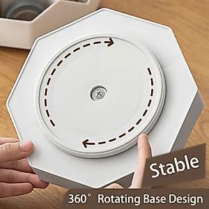 GGIANTGO Pencil Pen Holder for Desk, 9 Slots 360 Degree Rotating Desk Organizer, Desktop Storage Pen Organizers Stationery Supplies, Cute Pencil Cup Pot for Office School Home & Art Supplies (Grey)