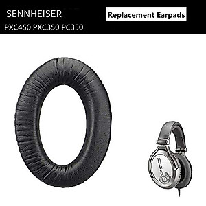 PXC350 Earpads Replacement PXC450 Protein Leather Ear Pad Cushions Repair Parts Compatible with Sennheiser PXC350 PXC450 PC350 HD380 HD380PRO HME95 HMEC250 Headphones (Black)