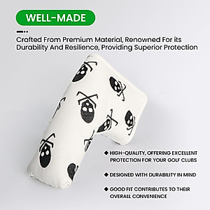Golf Putter Head Covers Blade Club Headcover PU Leather Protector Cover Black White Fits All Putters for Men Women (White-Bones)