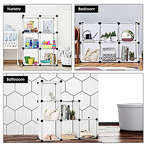 Tangkula 6 Cubes Storage Organizer, DIY Plastic PP Closet Cabinet w/Rustproof Steel Frame, Portable DIY Modular Storage System w/Hammer for Toys, Books, Shoes Indoor Use