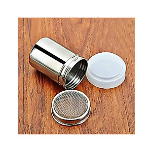 HANSGO 2 Set Powder Suger Shakers, Stainless Steel Powder Shaker Mesh Shaker Powder Cans for Salt Coffee Cocoa Cinnamon Powder Seasoning Cans with Lid