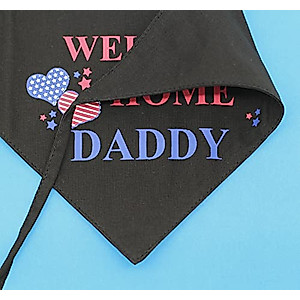 EechicSpace Welcome Home Daddy Decorations Dog Bandana Black Scarf Military Army Soldier Marine Navy Air Force Gift for Small Pets