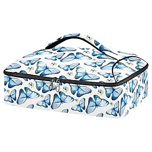 Kcldeci Insulated Thermal Food Carrier Insulated Casserole Carrier for Hot or Cold Food,Butterfly Spring Summer Floral Insulated Tote Bag for Potluck Cookouts Parties Picnic,Lasagna Lugger