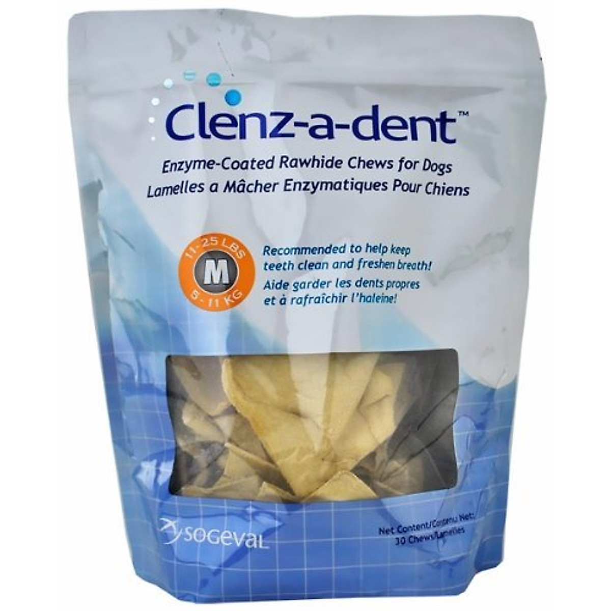 Clenzadent Rawhide Chews for Dogs Medium (30 ct) by Clens-a-dent