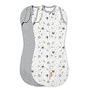 SwaddleMe Arms Free Convertible Pod – Size Large, 3-6 Months, 2-Pack (Lucky Star) Zip-up Baby Swaddle Helps Transition to Arms Out Sleep for Safe Rolling and Self-Soothing